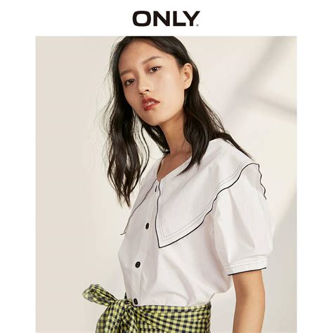ONLY2020夏季新款简约清新白色甜美娃娃领直筒衬衫女 12026W501 Taobao