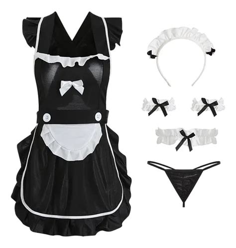Lencería Delantal Disfraz De Sirvienta Cosplay Lazo Uni Envío Gratis