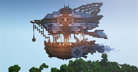 Steampunk Airship Minecraftbuilds Minecraft Steampunk Minecraft Blueprints Minecraft Ships
