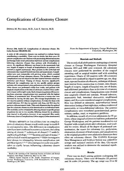 Pdf Complications Of Colostomy Closure Dokumentips