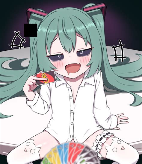 Zing Z Z Zing Hatsune Miku Mimukauwa Nice Try Vocaloid Uno Game Vocaloid Absurdres