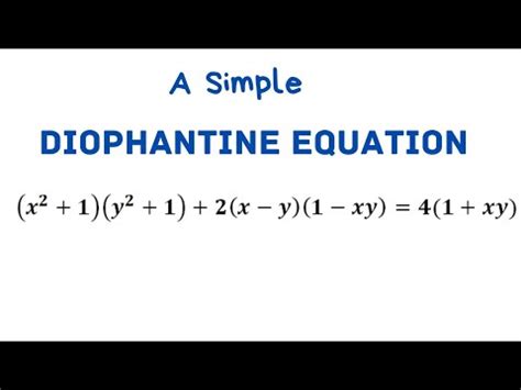 An Easy Method To Solve Diophantine Equations YouTube