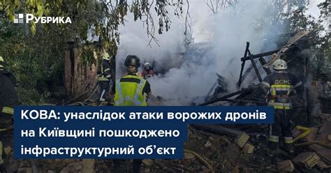КОВА унаслідок атаки ворожих дронів на Київщині пошкоджено інфраструктурний обєкт Рубрика