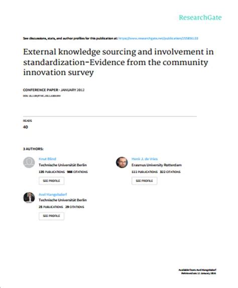 External knowledge sourcing and involvement in standardization-Evidence ...