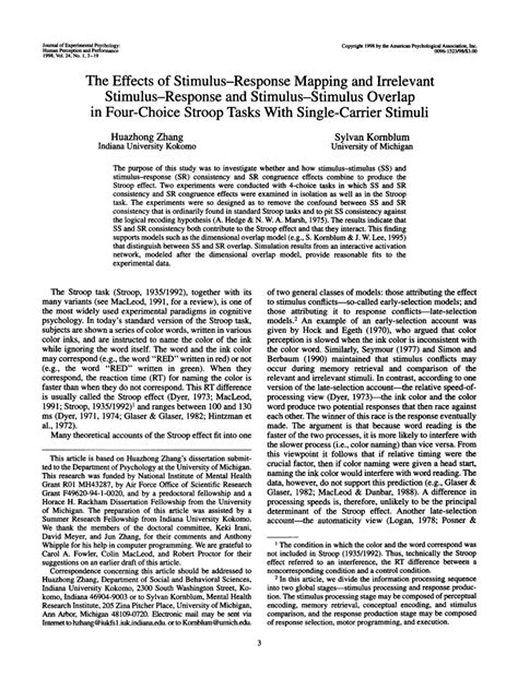 Pdf The Effects Of Stimulus Response Mapping And Irrelevant Stimulus Response And Stimulus