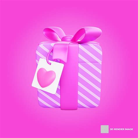 Icono De Amor De Regalo De Día De San Valentín De Renderizado 3d