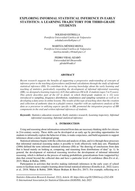 Pdf Exploring Informal Statistical Inference In Early Statistics A Learning Trajectory For