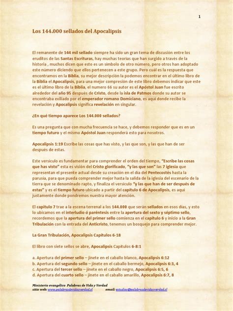 Los 144000 Sellados Del Apocalipsis Pdf Pdf Libro De Revelación