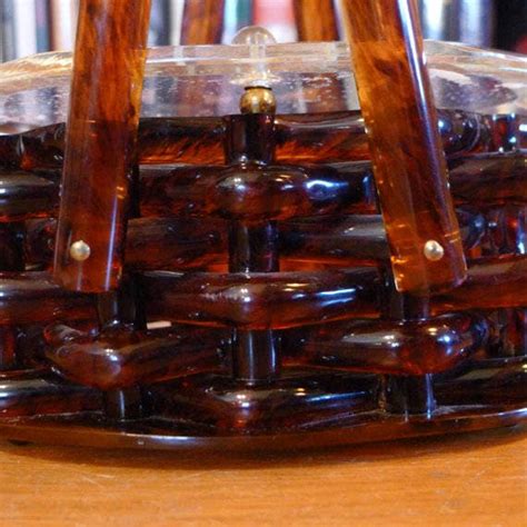 Tortoise Shell Gorgeous Heavy 1950s Lucite Basket We Gem