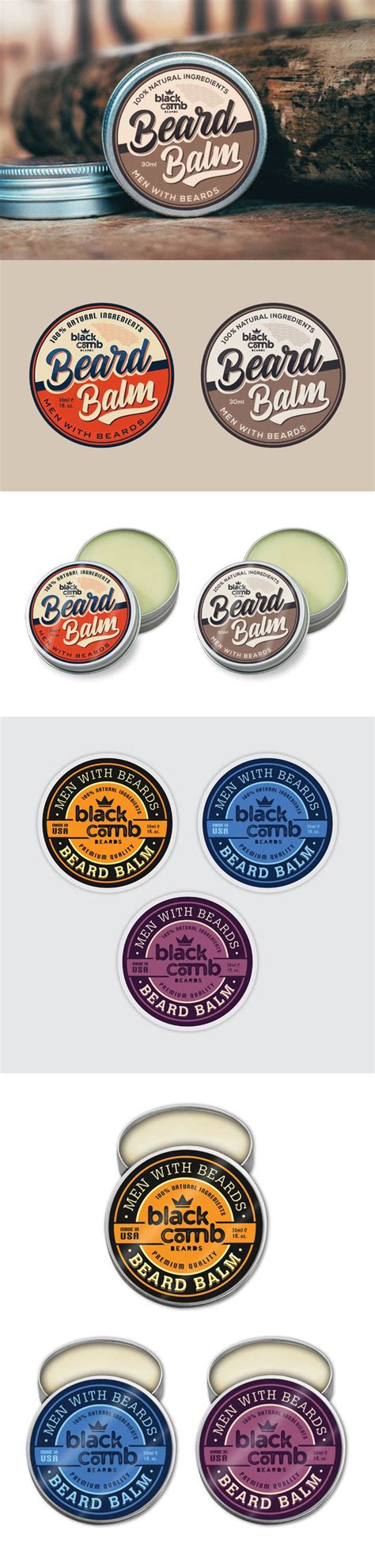 Black Comb Beard Balm Tin Label On Behance Beard Balm The Balm Beard