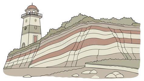 Beach Lighthouse Illustration Coastal Scene Design Vector Design Generative Ai Stock Vector