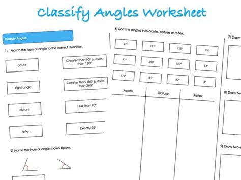 Classify Angles Worksheet Teaching Resources