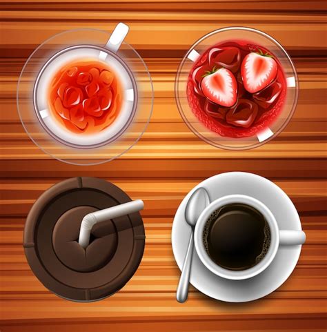 Premium Vector Drinks In Glass And Cups Illustration