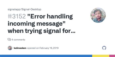 Error Handling Incoming Message When Trying Signal For Desktop