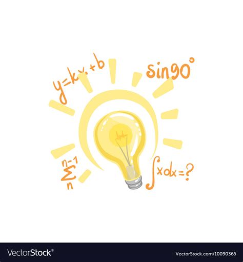 Idea Bulb Surrounded By Mathematical Formulas Vector Image