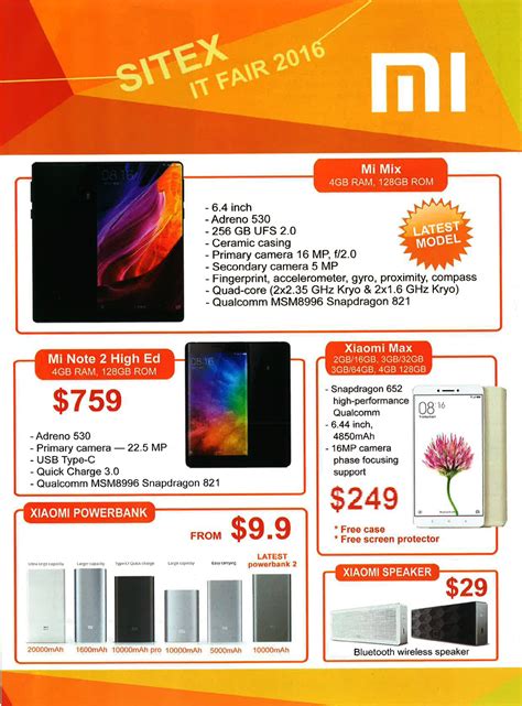 Xiaomi Page 1 Brochures From SITEX 2016 Singapore On Tech Show Portal