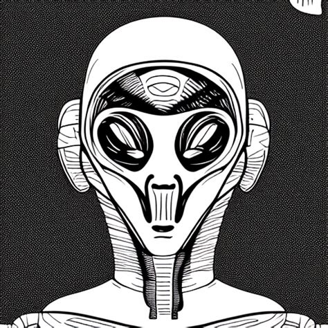 Alien Themed Line Art Graphic · Creative Fabrica