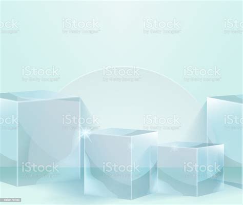 스튜디오 룸 벡터 3d 모양 제품 디스플레이 프리젠 테이션 스퀘어 포디움 블루 와 함께 화장품 제품 배경 0명에 대한 스톡 벡터