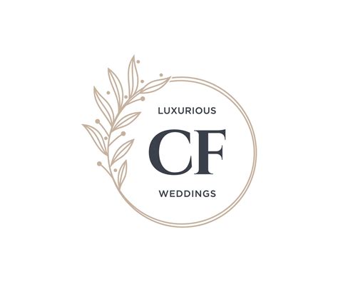 Cf Initials Letter Wedding Monogram Logos Template Hand Drawn Modern
