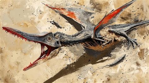 Premium Photo A Fossilized Pterosaur With A Preserved Fish In Its