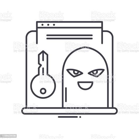 해커 개념 아이콘 선형 격리 일러스트레이션 씬 라인 벡터 웹 디자인 사인 흰색 배경에 편집 가능한 스트로크가 있는 개요 개념