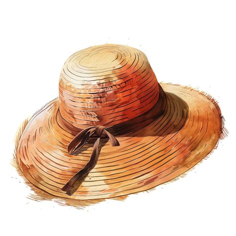 A Drawing Of A Straw Hat With A Ribbon Tied Around The Top Premium Ai