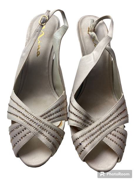 Nina Satin Slingback Heels In Gem