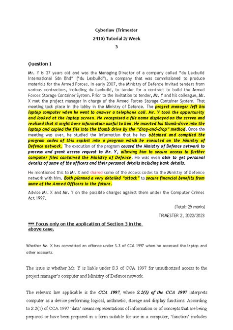 Tutorial Week3 Cyberlaw Cyberlaw Trimester 2410 Tutorial 2 Week 3 Ǫuestion 1 Mr Y Is 37