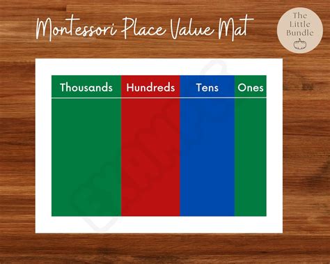 Printable Montessori Place Value Mat Montessori Mat Montessori Golden Beads Montessori Stamp