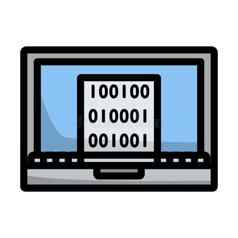 Laptop With Binary Code Icon Stock Vector Illustration Of Binary Screen