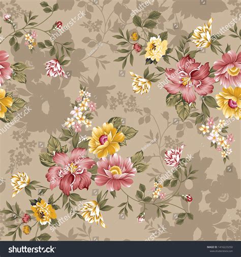 Seamless Vintage Flower Pattern On Background Stock Vector Royalty