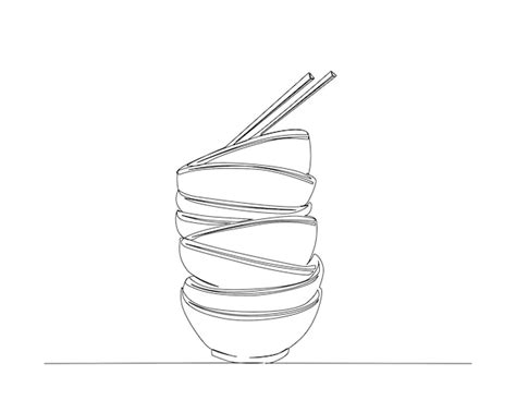 Premium Vector Continuous One Line Drawing Of Stack Bowls