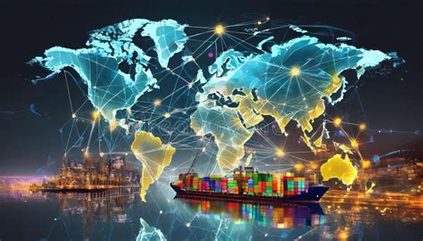 The World Map With The Hologram Of Supply Chains Generative Ai Stock