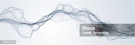 추상적인 벡터 흐르는 넓은 바탕 화면 배경입니다 생물 돌연변이 미세한 바이러스 나노 기술 입자 모양 점선 추상 흐르는 넓은 바탕 화면 배경 0명에 대한 스톡 벡터 아트 및