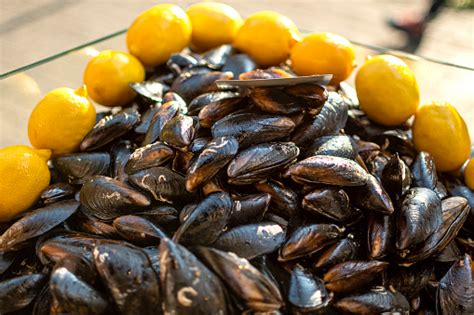 박제 홍합입니다 Midye Dolma 지중해 요리의 일종 이다입니다 Besiktas와 Eminonu 터키에서 해산물입니다 그것은