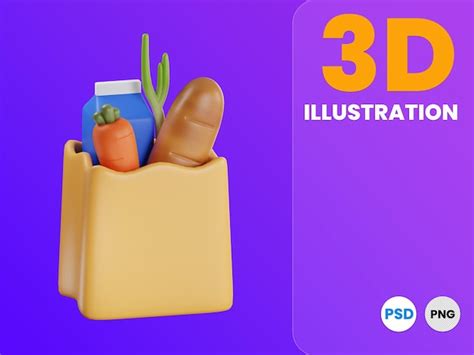Premium Psd Grocery 3d Illustration Background Banner