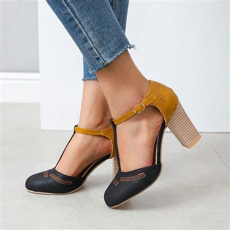 Womens Mary Janes Pumps Halloween Costumes Chunky Heels Dress Shoes