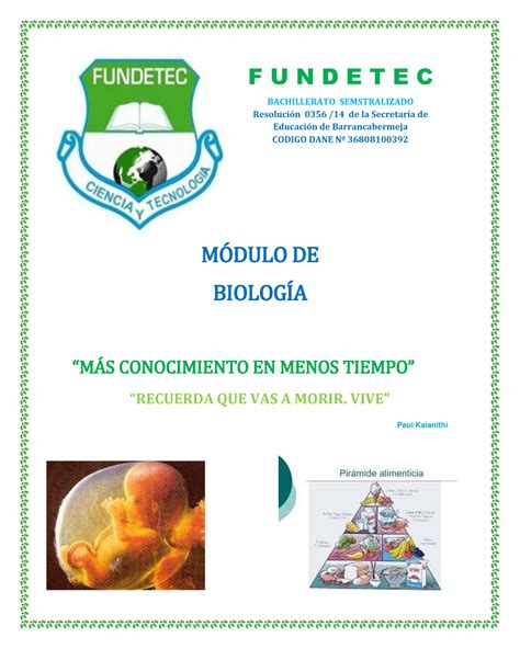 Módulo Completo de Biología F U N D E T E C BACHILLERATO