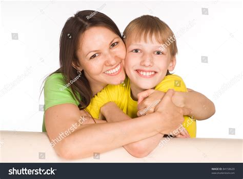 Portrait Mother Son Sofa Stock Photo Shutterstock