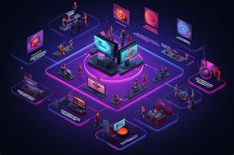 Premium Photo Computer Gaming Isometric Flowchart