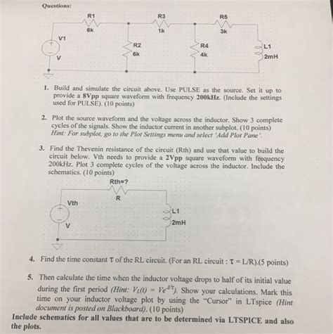 Solved Questions R1 R3 R5 6k 1k 3k V1 R4 L1 R2 6k 4k 2mh 1