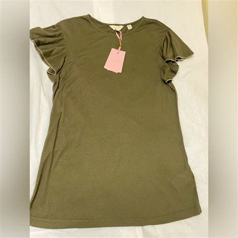 Ted Baker Tops Nwt Ted Baker London Olive Green Short Flutter