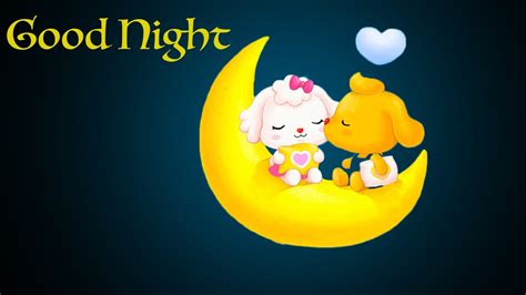Good Night Cartoon Kiss Moon Image Love Good Night Cute 1920x1080