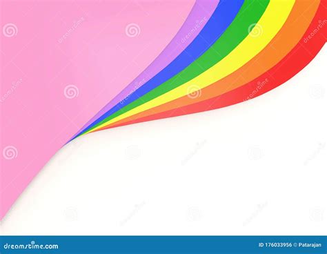 3d Rendering Lgbt Rainbow Colorful Panels Curve On White Copy Space