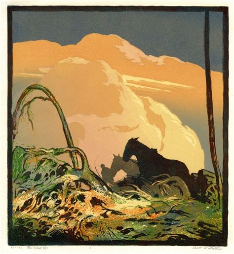 Ernest William Watson The Wood Lot Circa 1925 Color Linocut Illustration Art Linocut