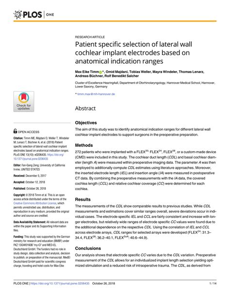 Pdf Determination Of Cochlear Duct Length With D Versus Two