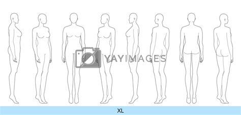 Set Of Xl Women Fashion Template 9 Nine Head Size Croquis Plus Size Lady Model Curvy Body Figure