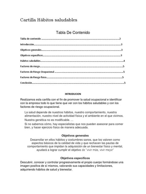 Cartilla Hábitos Saludables Pdf Cáncer Especialidades Medicas