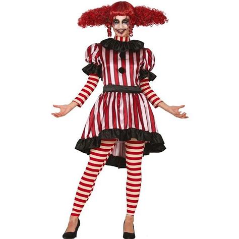 Womens Halloween Horror Striped Clown Costume At Doodys Fancy Dress