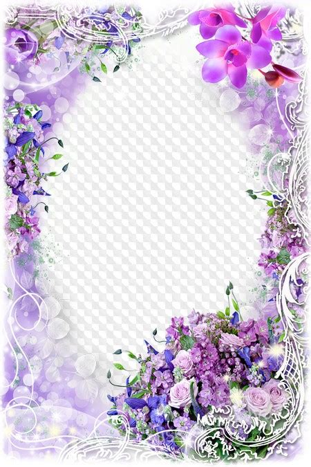 Lilac Flowers Photo Frame Floral Frame In Psd Png For Photoshop Download